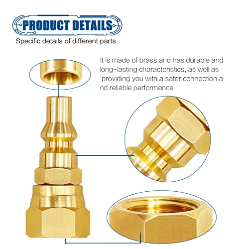 Xastro 1/4'' RV Propane Quick Connect Adapter Fittings LP Quick Connect Fittings for Camping Grills, Fire Pits, Heaters and RV Quick Connect 1/4" Quick Key Connect Pulg x 3/8'' Female Flare