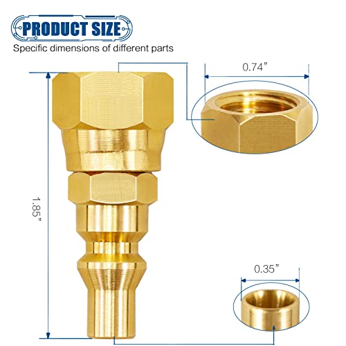 Xastro 1/4'' RV Propane Quick Connect Adapter Fittings LP Quick Connect Fittings for Camping Grills, Fire Pits, Heaters and RV Quick Connect 1/4" Quick Key Connect Pulg x 3/8'' Female Flare