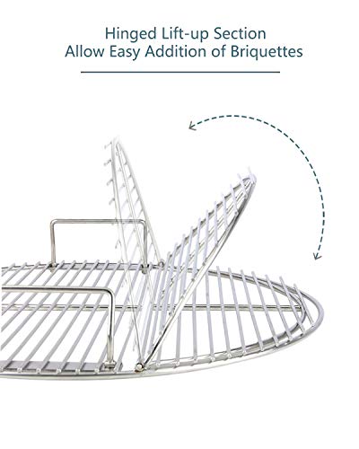 KAMaster Stainless Steel Cooking Grate for 22 in Weber Charcoal Grills 21.5 in Round Hinged Cooking Grid Grill Accessory Replaces for Weber Original Kettle Series