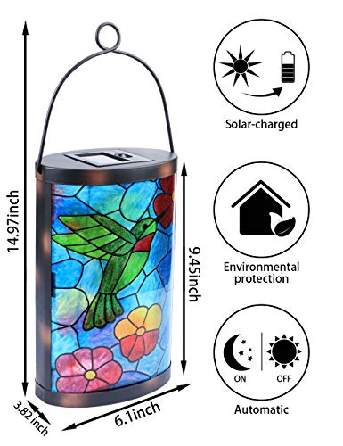 Hanging Solar Lantern Outdoor Decorative Waterproof LED Solar Hummingbird Lights Tabletop Lamp for Outdoor Patio Garden