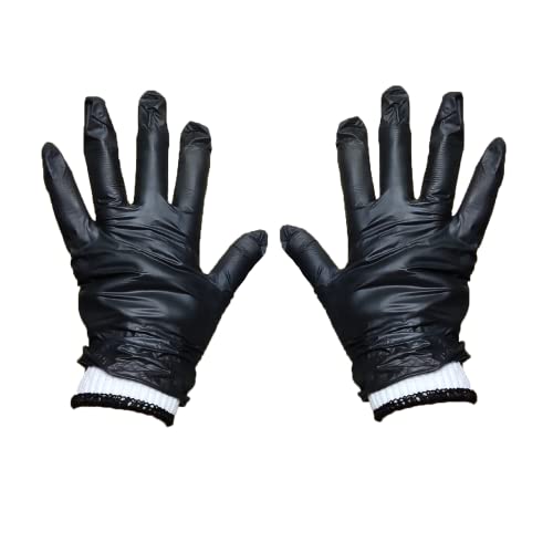 LavaLock Heavy Duty Thick 5.5 Mil Black Disposable Nitrile BBQ Gloves with 2 cotton liners for outdoor cooking grilling smokers and barbecue competition, chef or kitchen use (40, Extra-Large)
