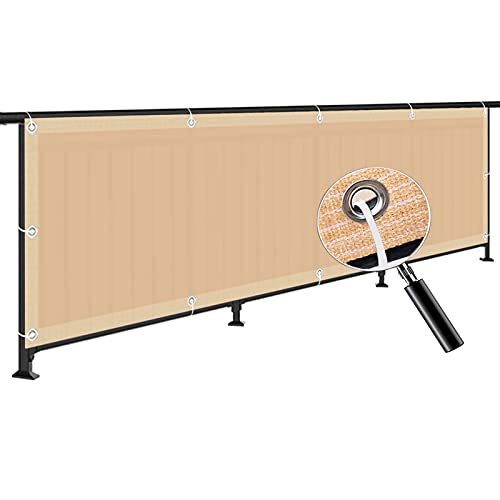 ALBN Balcony Privacy Protective Screens Outdoor Net Fence Sunshade HDPE Weatherproof UV-Proof with Grommets for Yard Wall Garden Backyard (Color : Beige, Size : 0.75x5m)