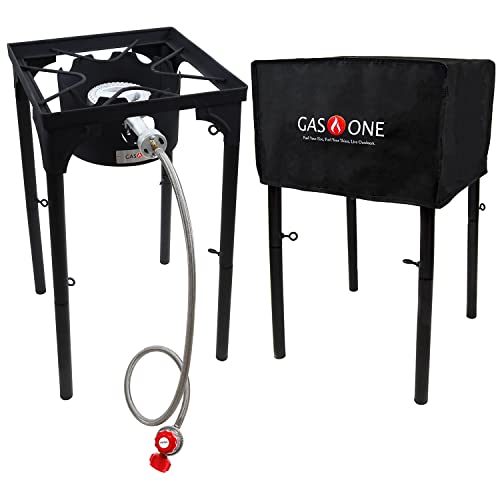 Gas One B-3000H-15+50480 Propane Single Burner Camp Stove with Weather Proof Cover