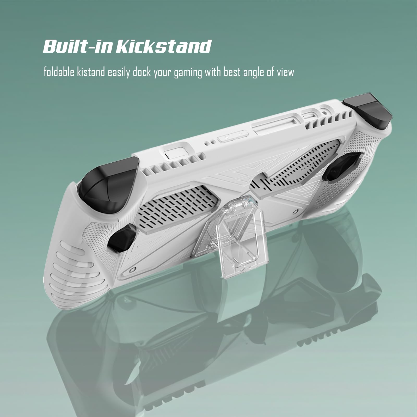 MES MERRY Kickstand Case for 2023 ASUS ROG Ally Handheld, ROG Ally 7 Accessories Protective Cover Grip with Stand (White)