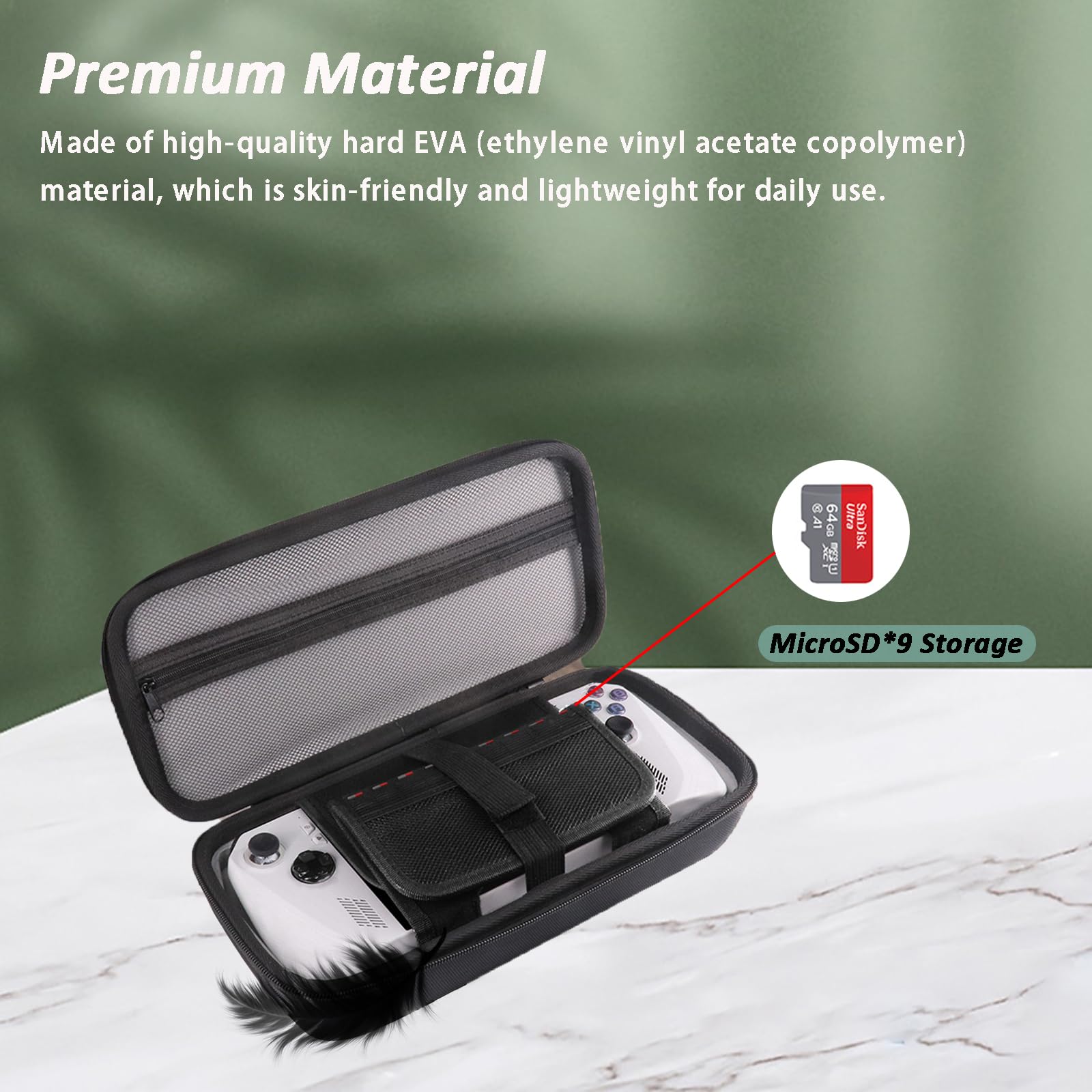 Miimall Case for ROG Ally X 2024 / ROG Ally Carrying Case, EVA Hard Travel-Friendly Large Capacity Case with Portable Strap Storage Carry Case for Asus ROG Ally X / ROG Ally Handheld Accessories Black