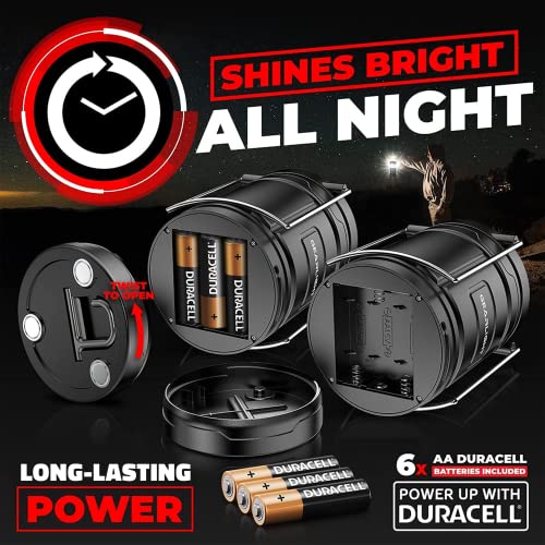 GearLight Camping Lantern - 2 Portable, LED Battery Powered Lamp Lights, Magnetic Base and Foldable Hook for Emergency Use or Camp Sites. Gift for him, for Kids Stocking Stuffer. Christmas Gift.