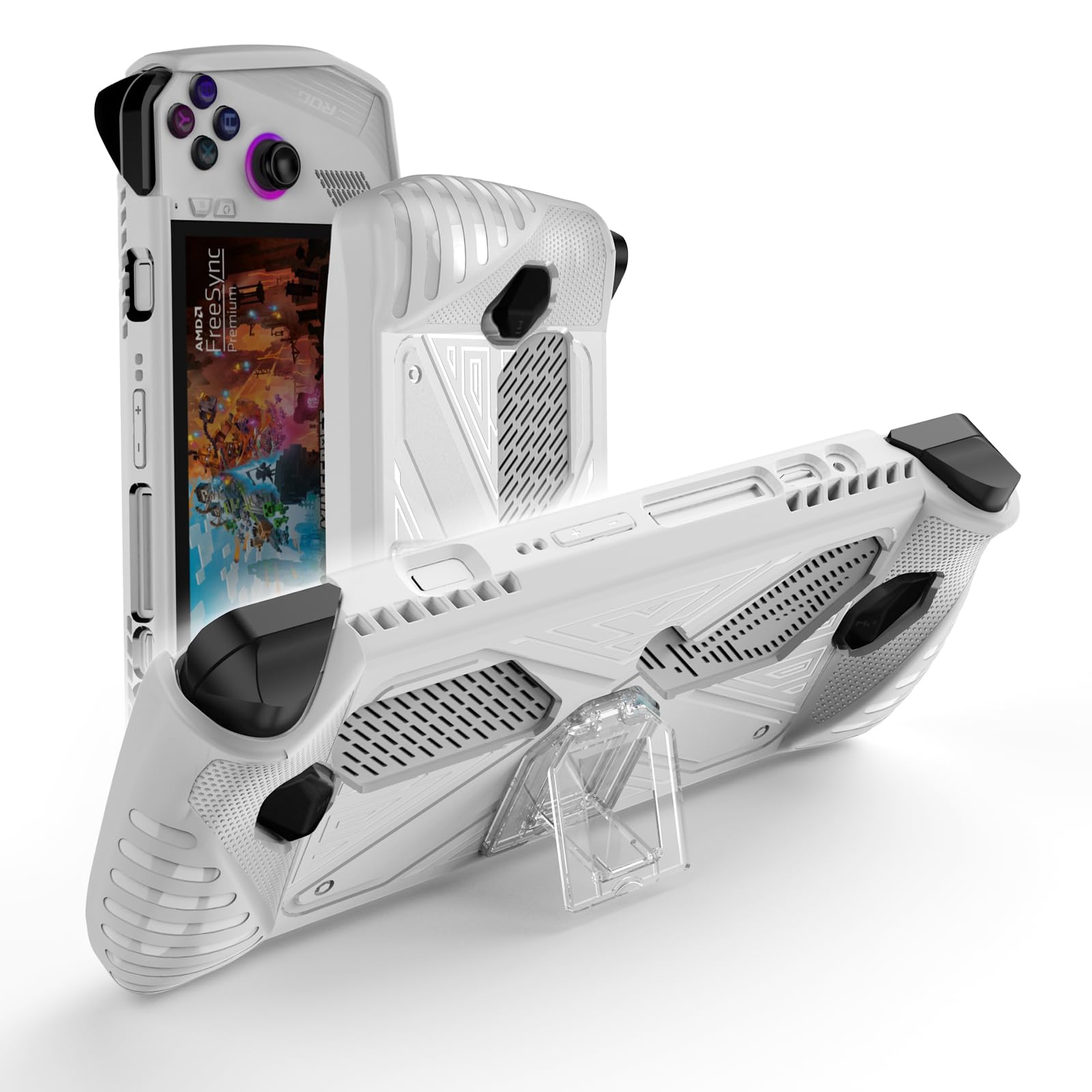 MES MERRY Kickstand Case for 2023 ASUS ROG Ally Handheld, ROG Ally 7 Accessories Protective Cover Grip with Stand (White)