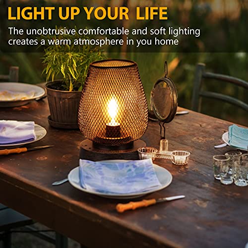 UBright Table Lamp Metal Cage LED Lantern Rechargeable with 4 Lighting Mode Cordless Lamp Decorative Light Outdoor Table Lamps for Patio Bedroom Living Room Indoors Outdoors (Bulb Included) (1 Pack)