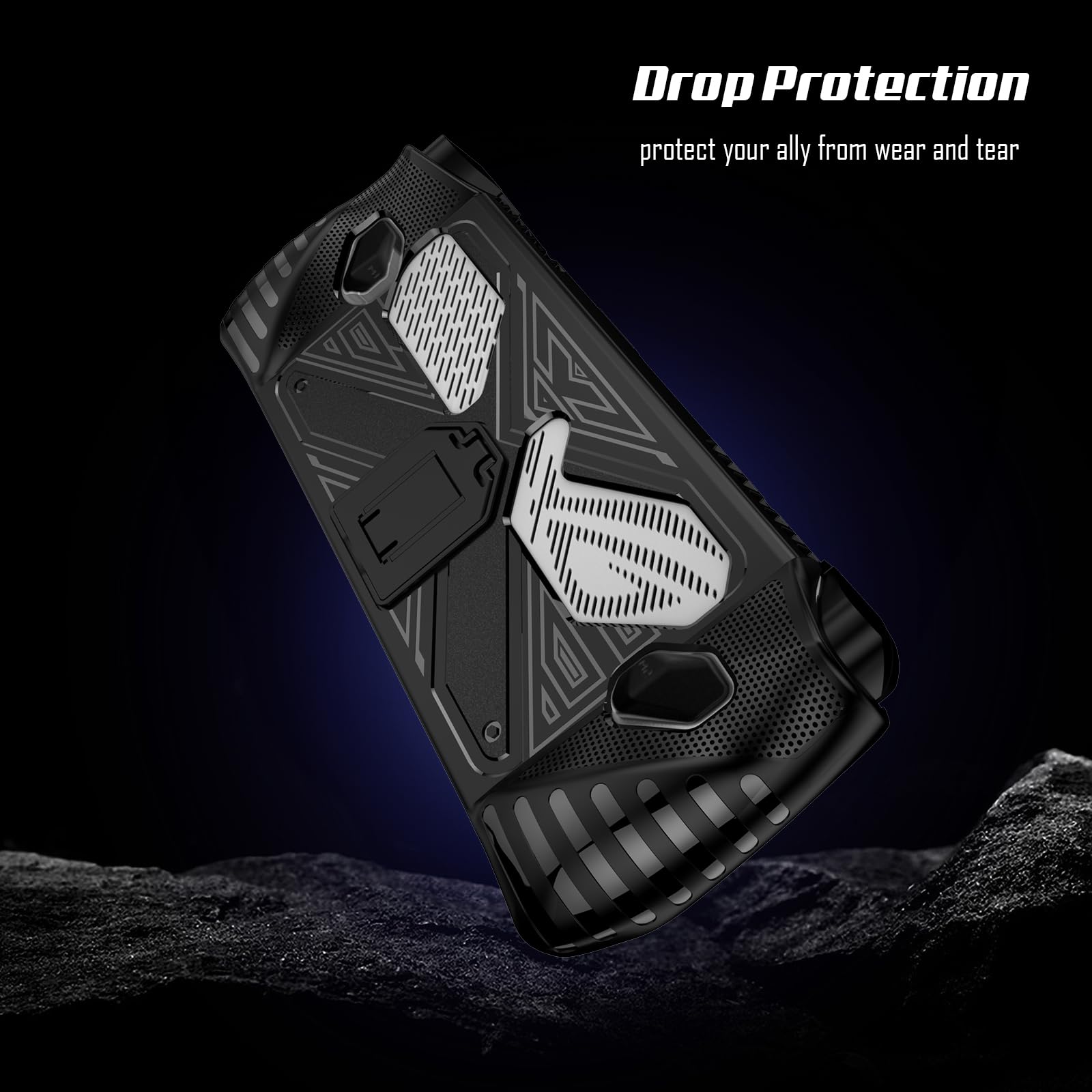 Kickstand Case for 2023 ASUS ROG Ally Handheld, ROG Ally 7 Accessories Protective Cover Grip with Stand (Black)