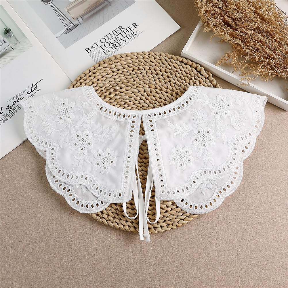 EVGVAT Women’s Detachable False Collar Little Shawl Fake Collar Half Shirt Neck Ruff Cape (Type 6,White)