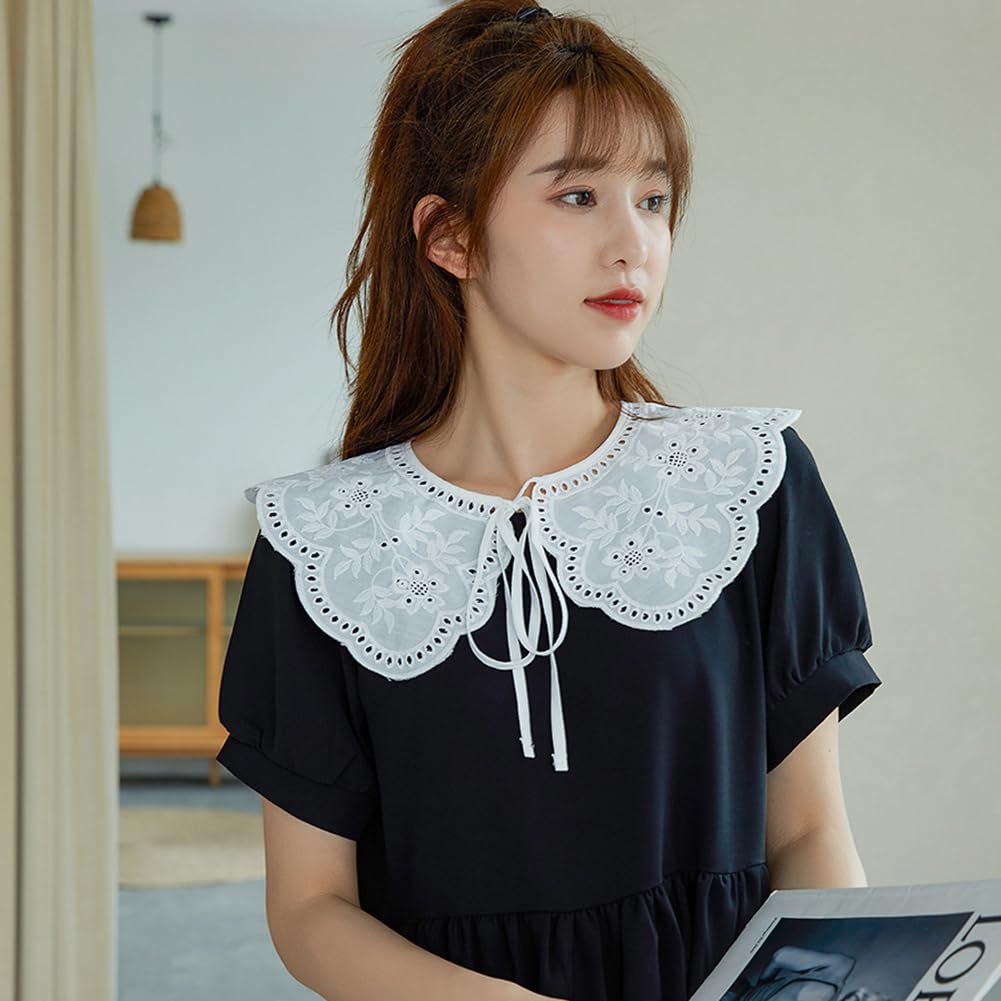 EVGVAT Women’s Detachable False Collar Little Shawl Fake Collar Half Shirt Neck Ruff Cape (Type 6,White)