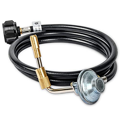 GasSaf 5 FT Propane Adapter Hose with Griddle Regulator, Griddle Gas Conversion Kit for Blackstone 17β, 22β Tabletop Griddles and Blue Rhino Razor Griddle
