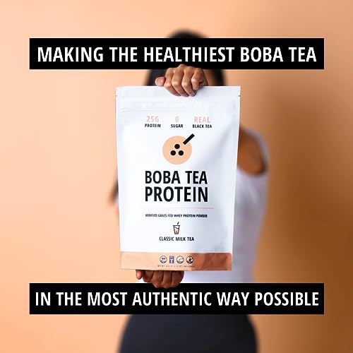 Classic Milk Tea Protein Powder | 25g Grass-Fed Whey Protein Isolate Powder | Gluten-Free & Soy-Free Bubble Tea Protein Drink | Real Ingredients & Lactose-Free | 19 Servings