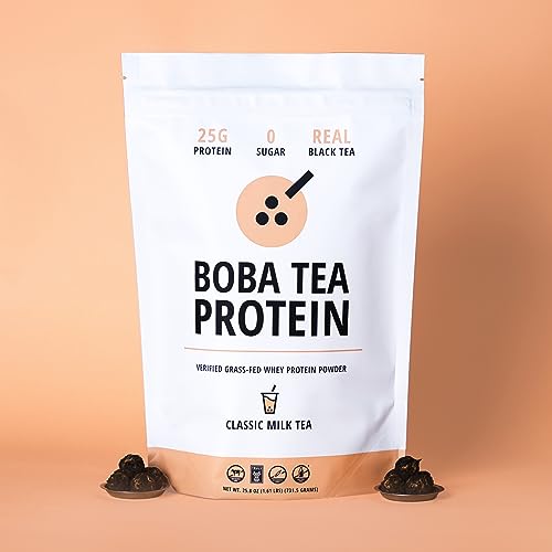 Classic Milk Tea Protein Powder | 25g Grass-Fed Whey Protein Isolate Powder | Gluten-Free & Soy-Free Bubble Tea Protein Drink | Real Ingredients & Lactose-Free | 19 Servings
