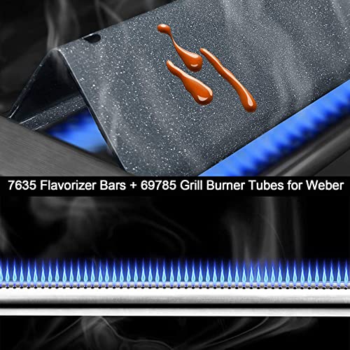 69785 Grill Burner &7635 Flavorizer Bars Grill Replacement Parts for Weber Spirit 200 I & II 200, Spirit E-210 E-220 S-210 S-220 Series with Front Controls, 15.3 Inch Gas Grill Kit for Weber 3Pack