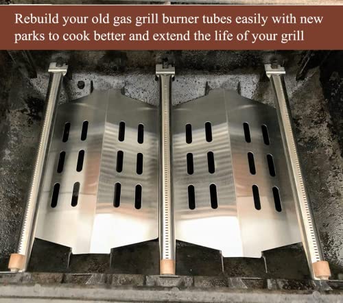 QuliMetal 17.5" Flavorizer Bars and 19.5" Grill Burner for Weber Genesis 300 (2011-2016) E310 E320 E330 S310 S320 S330 with Front Control Panel, 304 Stainless Steel, Replaces for Weber 7620 7621 62752