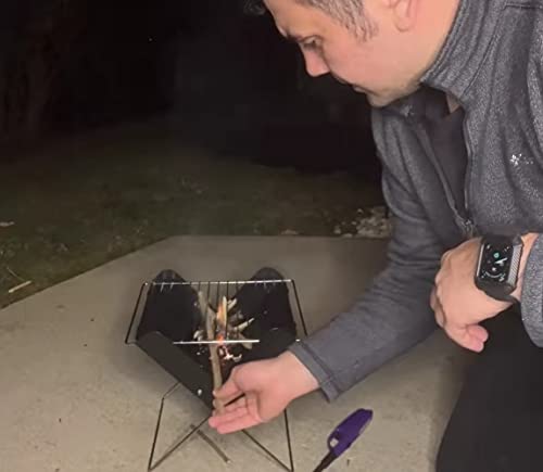 Mini Tabletop Charcoal Grills, Portable BBQ,Fire Pit Bowl, Foldable Heavy Duty Camping Stove, Hibachi Grill, for Indoor and Outdoor Wood Burning, Car Traveling, Backpacking and Picnic