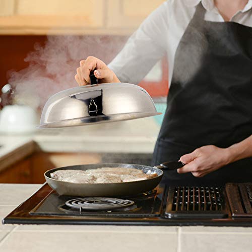 NEWANOVI Griddle Accessories for grills, Stainless Steel 12 Inch Basting Cover and Heavy Duty Cast Iron Grill Press Kit, Perfect for Flat Top Hibachi Grill, Making Hamburger Bacon Steak