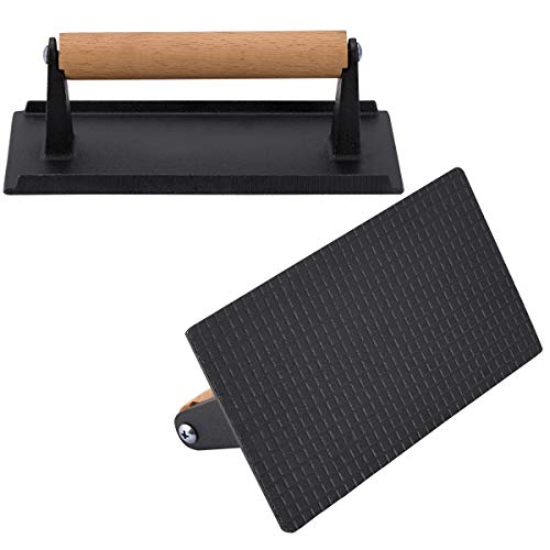 NEWANOVI Griddle Accessories for grills, Stainless Steel 12 Inch Basting Cover and Heavy Duty Cast Iron Grill Press Kit, Perfect for Flat Top Hibachi Grill, Making Hamburger Bacon Steak