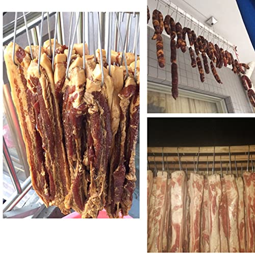 YMXDYM 10 Inch Meat Hooks for Butcher,Heavy Duty Stainless Steel Meat Hooks for Hanging Beef, for Smoker Hot and Cold Smoking,Bacon Hams Duck Turkey, Chicken Hunting Smoking Ribs 6 Pack