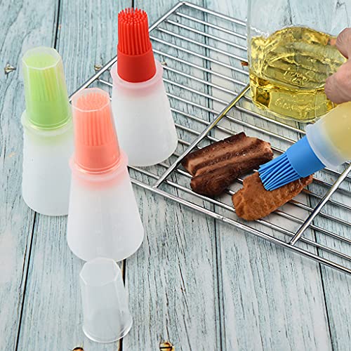 4 pcs Silicone Oil bottle brush, BBQ/Pastry Basting Brushes,Silicone Cooking Grill Barbecue Baking Pastry Oil/Honey/Sauce Bottle Brush (Red, orange, green, blue)