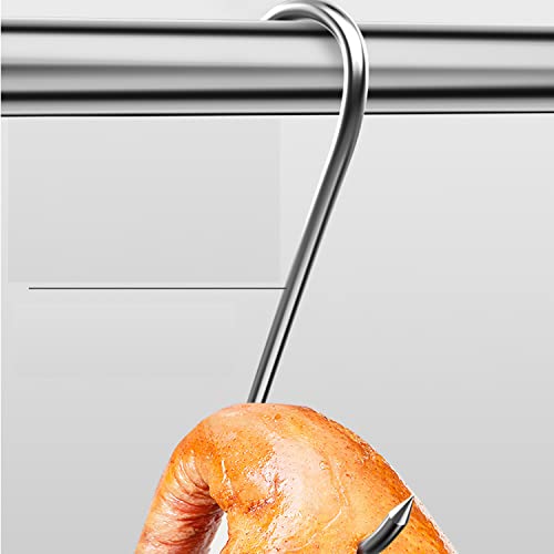 YMXDYM 10 Inch Meat Hooks for Butcher,Heavy Duty Stainless Steel Meat Hooks for Hanging Beef, for Smoker Hot and Cold Smoking,Bacon Hams Duck Turkey, Chicken Hunting Smoking Ribs 6 Pack