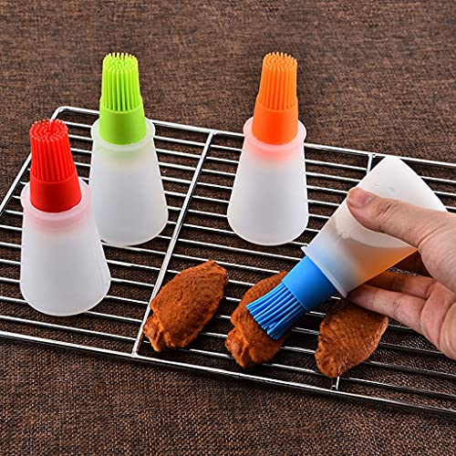 4 pcs Silicone Oil bottle brush, BBQ/Pastry Basting Brushes,Silicone Cooking Grill Barbecue Baking Pastry Oil/Honey/Sauce Bottle Brush (Red, orange, green, blue)