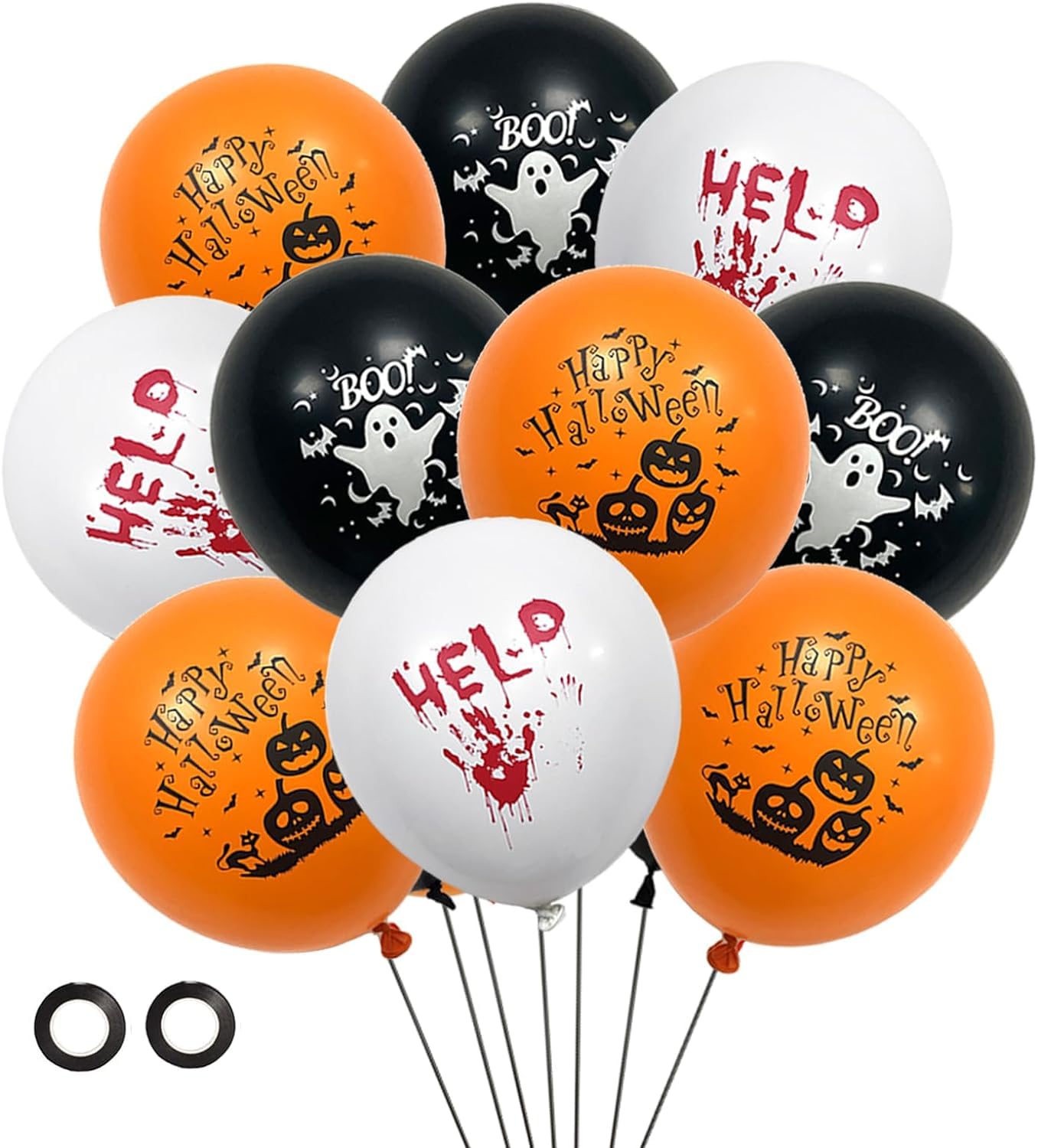 Halloween Balloons Black Orange Latex Balloons, Halloween Party Balloons & Halloween Banner Decorations, Halloween Themed Latex Balloons, Halloween Decorations Set for Party Decorations