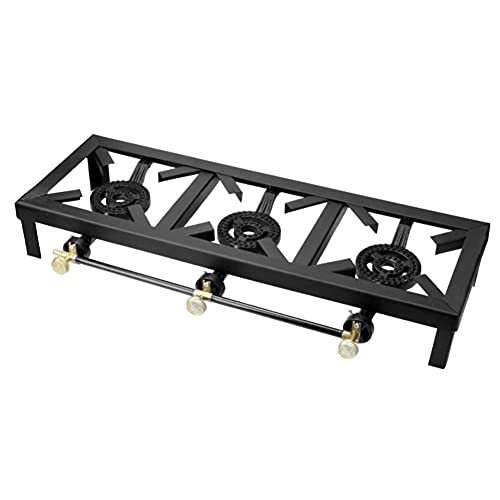 Outdoor Propane Gas Burner, 3 Burners Patio Yard Camping BBQ Cooking, Portable Heavy Duty Cast Iron Stove