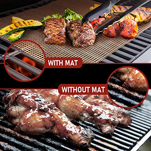 PatioGem Reusable Grill Mesh Mat, Grill Mats for Outdoor Grill Nonstick BBQ Mats for Grilling, Grill Set of 3, Nonstick Grill Mesh Mat, Mats for Grilling, BBQ Accessories Mesh Grill Mat -15.75” x 13”