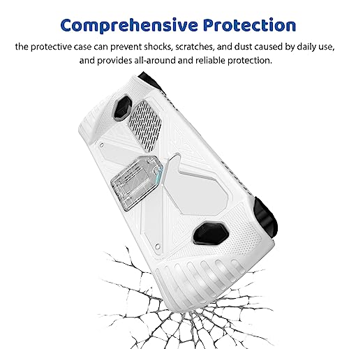 Protective Case for Rog Ally with Kickstand, DOBEWINGDELOU TPU Protector Case Cover Skin with Foldable Stand Accessories for Rog Ally Game Handheld 2023, Shockproof Non-Slip Anti-Collision White