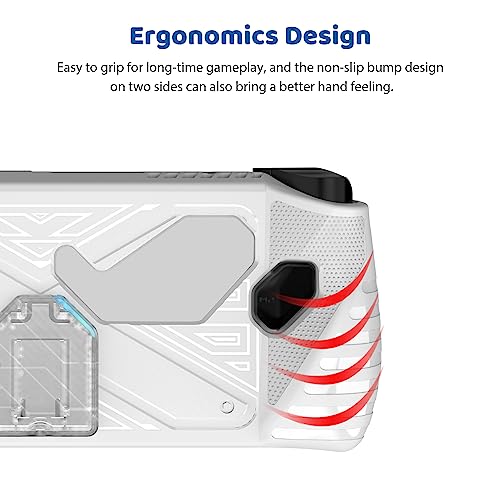 Protective Case for Rog Ally with Kickstand, DOBEWINGDELOU TPU Protector Case Cover Skin with Foldable Stand Accessories for Rog Ally Game Handheld 2023, Shockproof Non-Slip Anti-Collision White