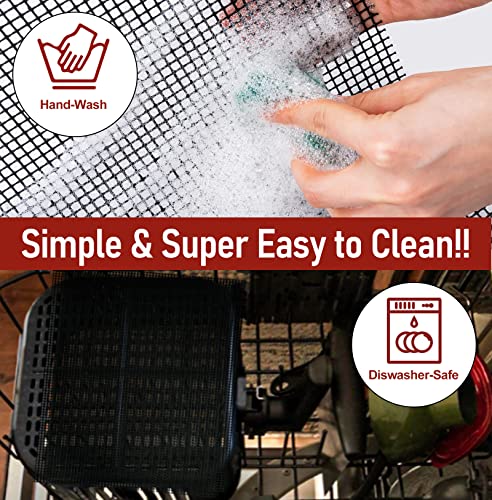 PatioGem Reusable Grill Mesh Mat, Grill Mats for Outdoor Grill Nonstick BBQ Mats for Grilling, Grill Set of 3, Nonstick Grill Mesh Mat, Mats for Grilling, BBQ Accessories Mesh Grill Mat -15.75” x 13”