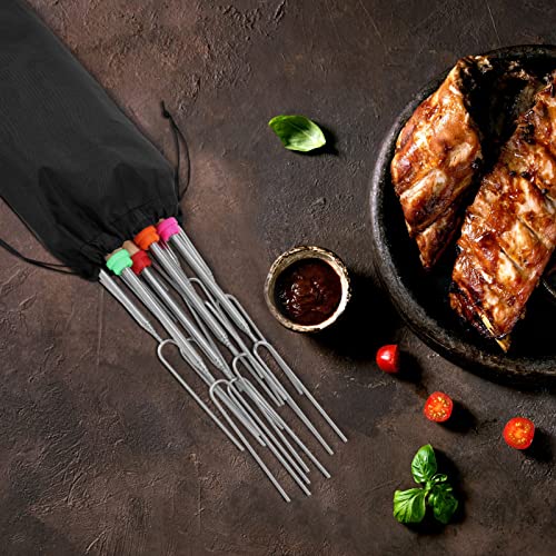 Marshmallow Roasting Sticks 32 inches Telescoping Marshmallow Skewers & Hot Dog Forks Stainless Steel Smores Skewers with Wooden Handle Storage Bag for Campfire Camping Bonfire and Grill(12 Pack )