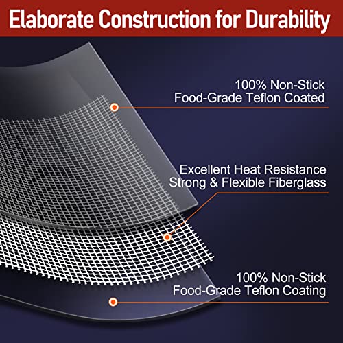 PatioGem Reusable Grill Mesh Mat, Grill Mats for Outdoor Grill Nonstick BBQ Mats for Grilling, Grill Set of 3, Nonstick Grill Mesh Mat, Mats for Grilling, BBQ Accessories Mesh Grill Mat -15.75” x 13”