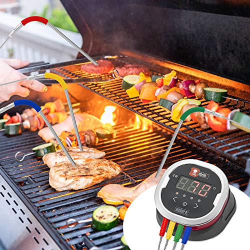 4-Pack Grill Probe Replacement for Weber Igrill 2,Igrill Mini,Igrill 3 with 2 Probe Clip Holders, Weber igrill Replacement Probe Temperature Probe(Blue/Red/Green/Yellow)