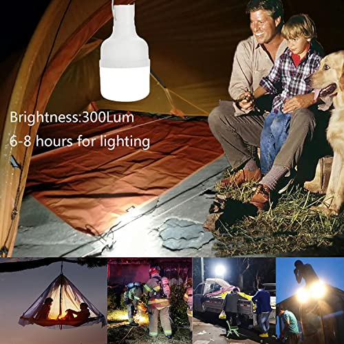 FLRONGSUN LED Bulb Light Camping Light Portable 75-300LM Dim Lantern Indoor 2000mAh for Chicken Coop Lamp Hiking Fishing Tent Indoor Shed Hurricane Emergency Light USB Charged