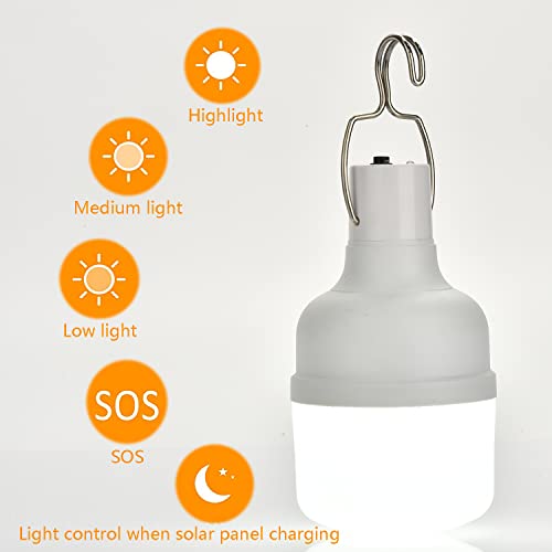 FLRONGSUN LED Bulb Light Camping Light Portable 75-300LM Dim Lantern Indoor 2000mAh for Chicken Coop Lamp Hiking Fishing Tent Indoor Shed Hurricane Emergency Light USB Charged