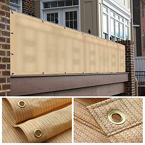 ALBN Balcony Privacy Screen Windshield Sunshade with Rope and Cable Ties, 100% HDPE Garden Balcony Cover, 48 Sizes (Color : Beige, Size : 90x270cm)