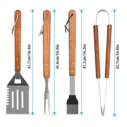 IMAGE Wooded BBQ Accessories and BBQ Grill Mat Set of 3
