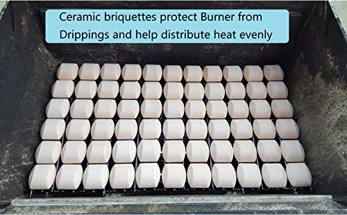 GasSaf Ceramic Briquettes Replacement for Select Turbo, Nexgrill Gas Grill Models, 2 x 2 x 0.8 inch, Set of 50 pcs