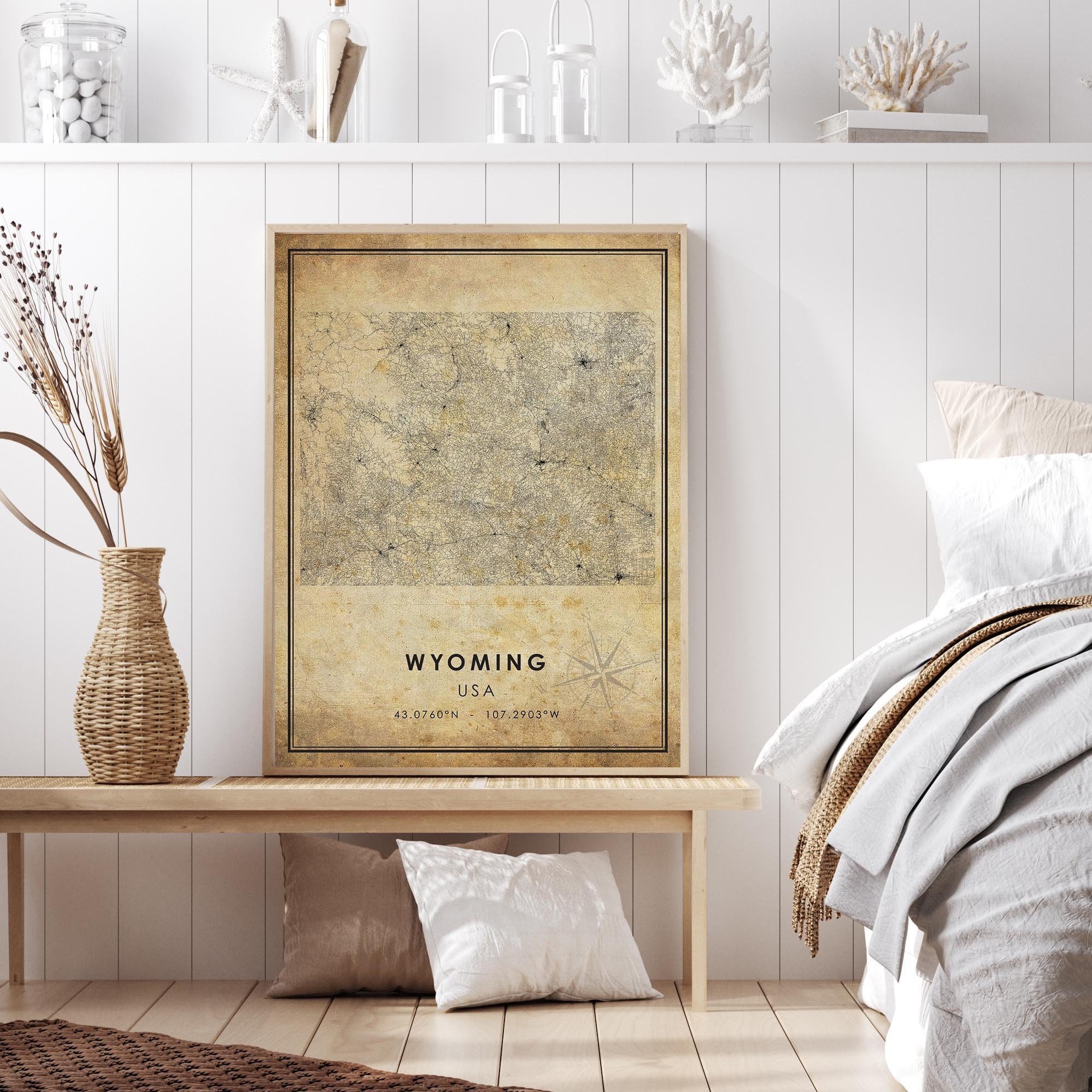Wyoming Map Print Wyoming Map USA Map Art Wyoming City Road Map Poster Vintage Gift Map