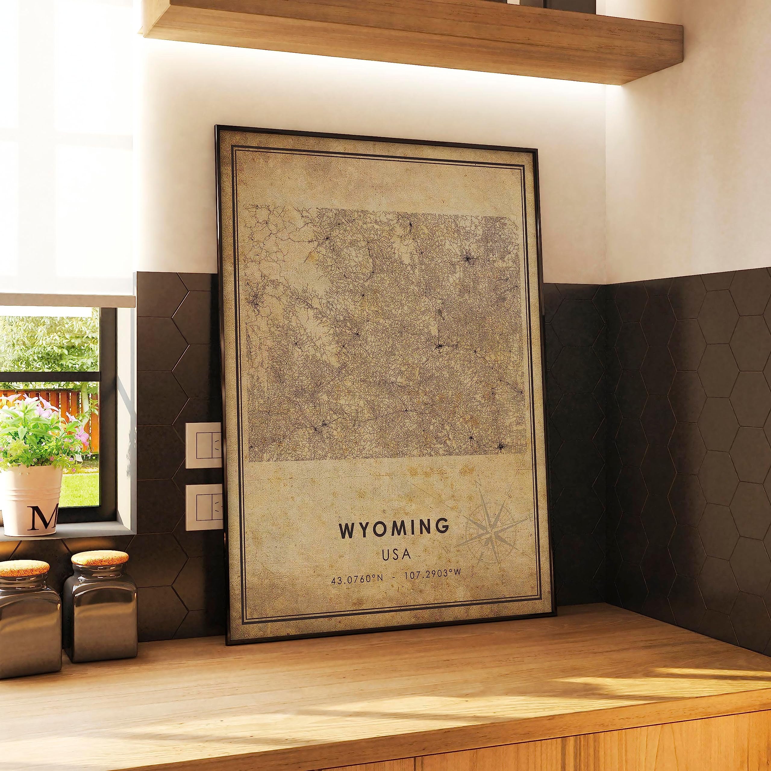 Wyoming Map Print Wyoming Map USA Map Art Wyoming City Road Map Poster Vintage Gift Map
