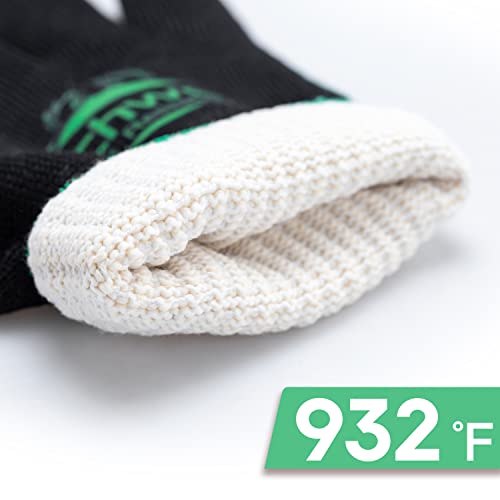 Schwer 2 Pairs BBQ Gloves, 932°F Heat Resistant Grilling Gloves Silicone Non-Slip Oven Mitts, Kitchen Gloves for BBQ, Grilling, Cooking, Baking (Black)
