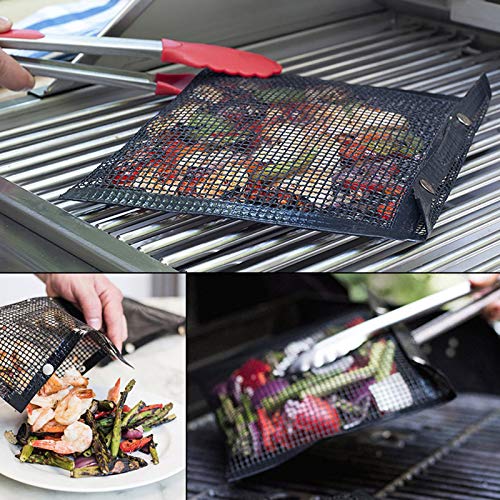 Eurobuy BBQ Mesh Grill Bags,Non-Stick High Temperature Resistance Reusable Grilling Pouches Outdoor Picnic Tool Easy to Clean