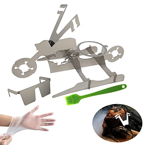 LAUTO Beer Can Chicken Holder for Grill, Polished Stainless Steel Beer Chicken Grill Rack,Motorcycle Portable Beer Chicken Stand for Outdoor BBQ(Skeleton)