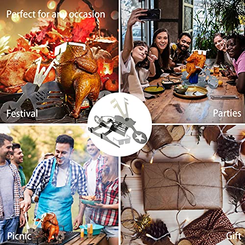 LAUTO Beer Can Chicken Holder for Grill, Polished Stainless Steel Beer Chicken Grill Rack,Motorcycle Portable Beer Chicken Stand for Outdoor BBQ(Skeleton)