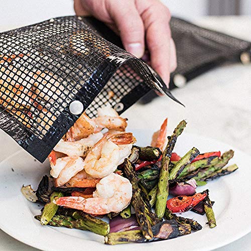 Eurobuy BBQ Mesh Grill Bags,Non-Stick High Temperature Resistance Reusable Grilling Pouches Outdoor Picnic Tool Easy to Clean
