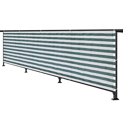 ALBN Balcony Privacy Screen Windshield Net Fence Sunshade HDPE UV-Proof Fits Apartment Railings, Patio Decking, with Cable Ties (Color : Green-White, Size : 75x600cm)