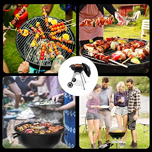 18 Inch Portable Charcoal Grill with Wheels for Outdoor Cooking Barbecue Camping BBQ Coal Kettle Grill - Heavy Duty Round with Thickened Grilling Bowl Wheels for Small Patio Backyard